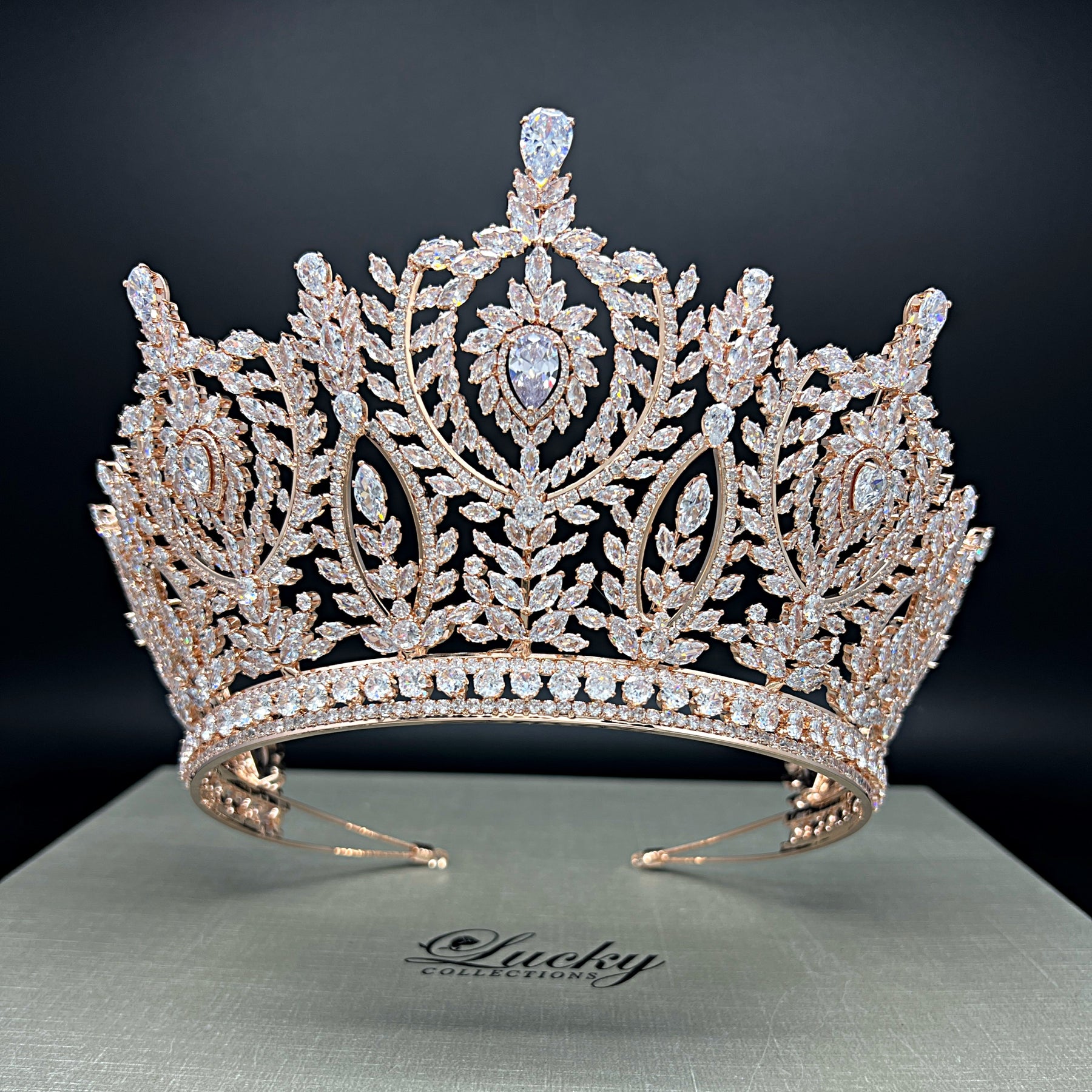Quinceanera Crown, Grand Luxurious Tiara with stand out Motifs ...