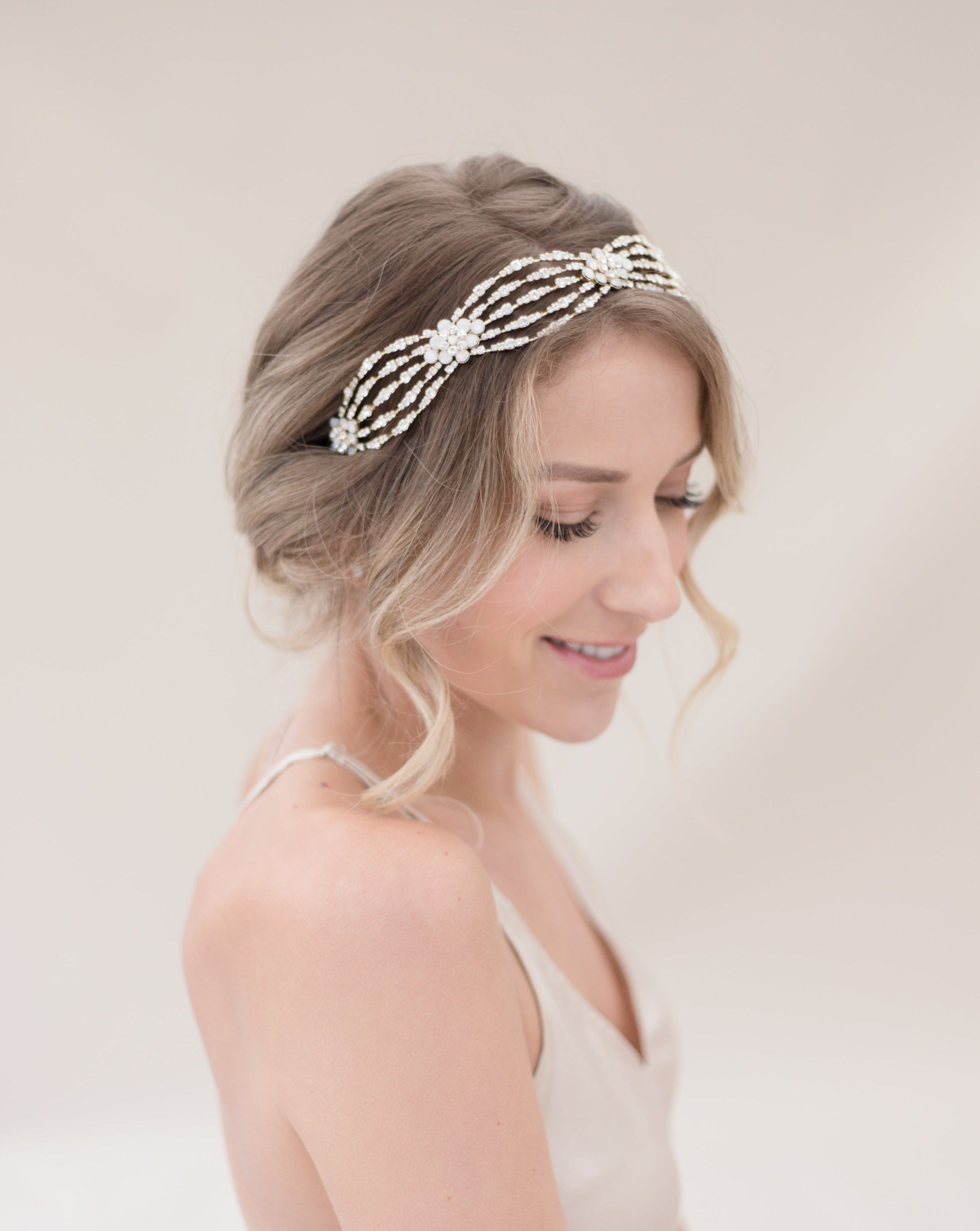 Opal Bridal Headband , Quinceanera Headband, Gold Headband for wedding ...