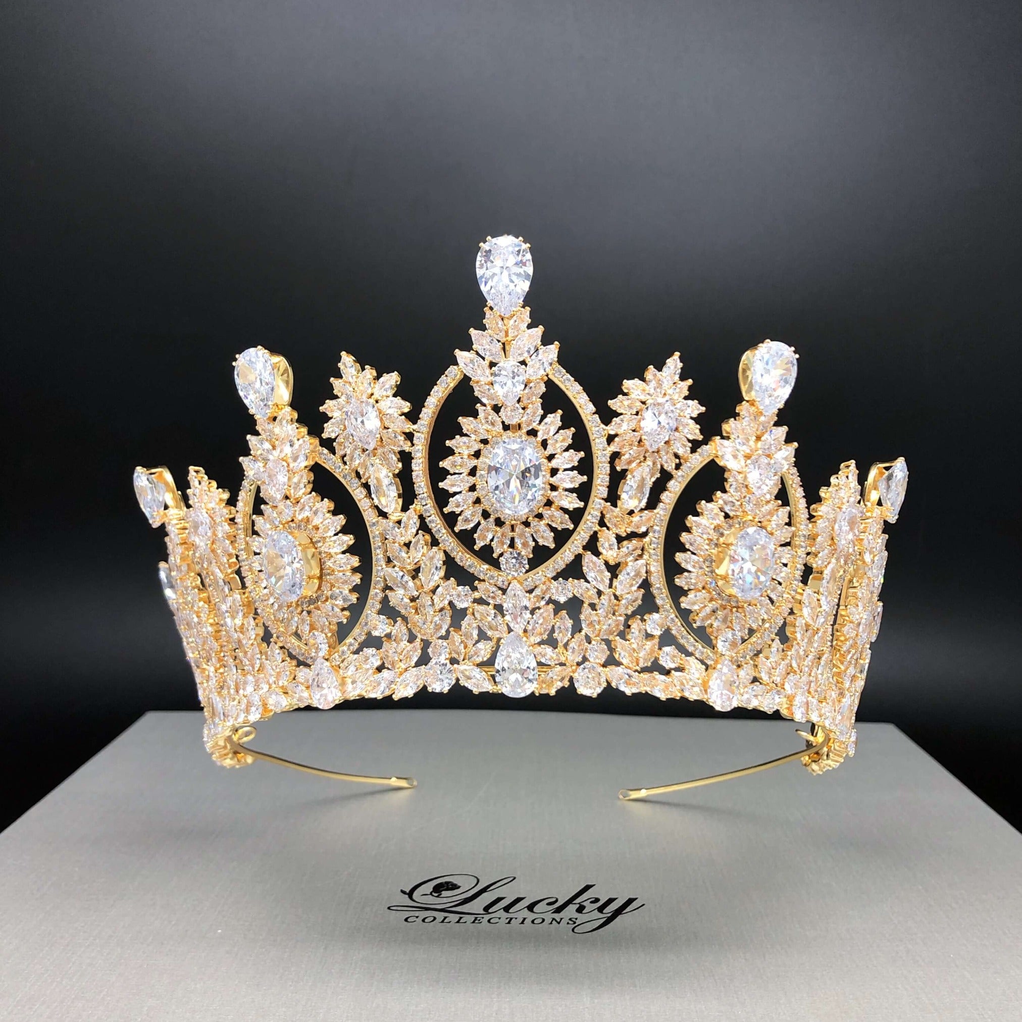 Cubic Zirconia Bridal Tall Tiara, Quinceanera corona, Quince Crown ...