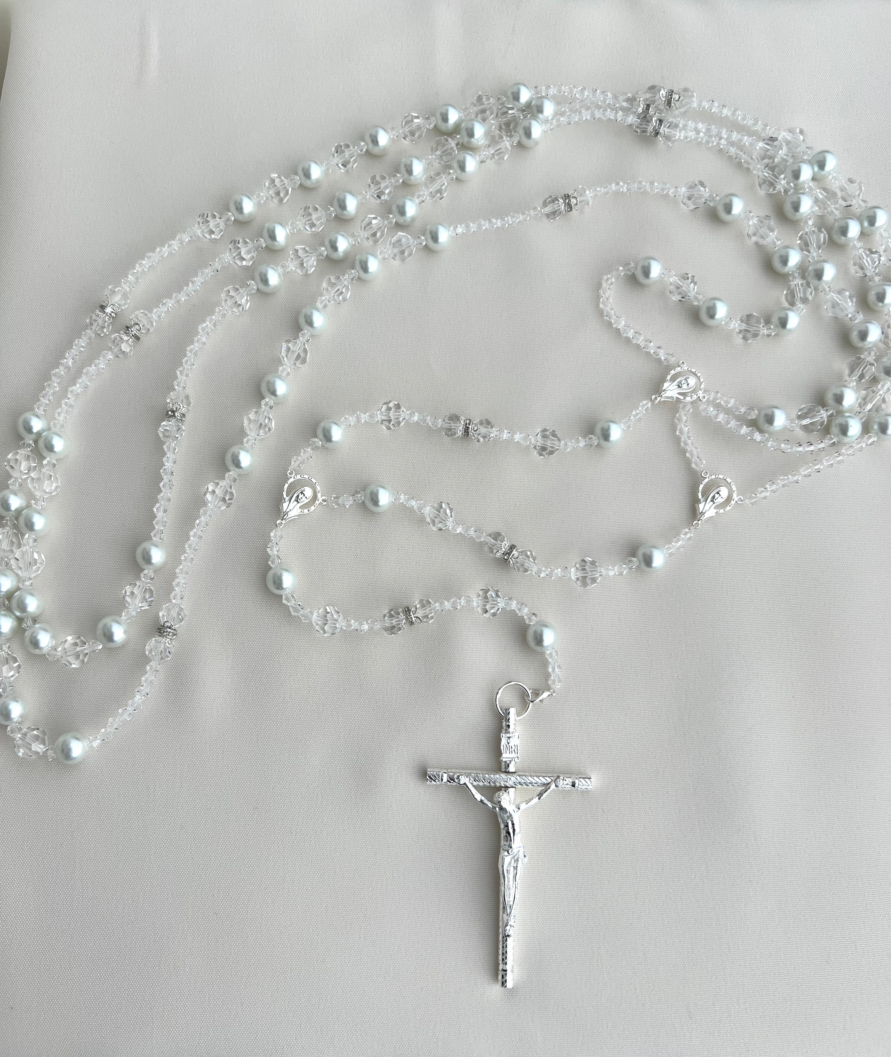 Wedding Lasso, White Pearl Crystal Bead Lazo , Spanish Wedding Cord ...